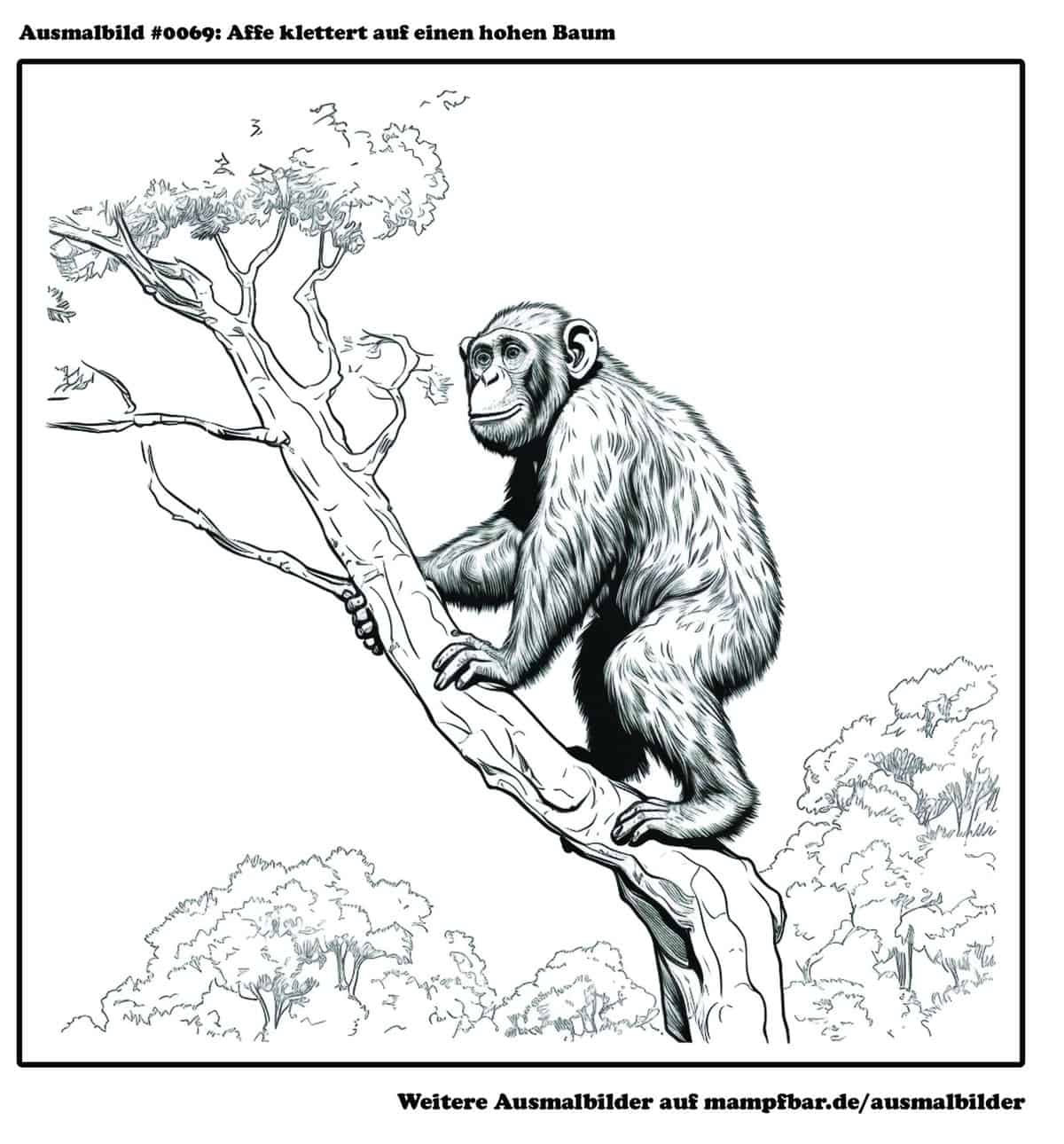 10 schöne Affen-Ausmalbilder zum Ausdrucken | mampfbar