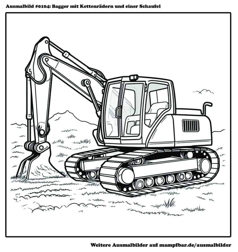 8 schöne Bagger-Ausmalbilder zum Ausdrucken | mampfbar