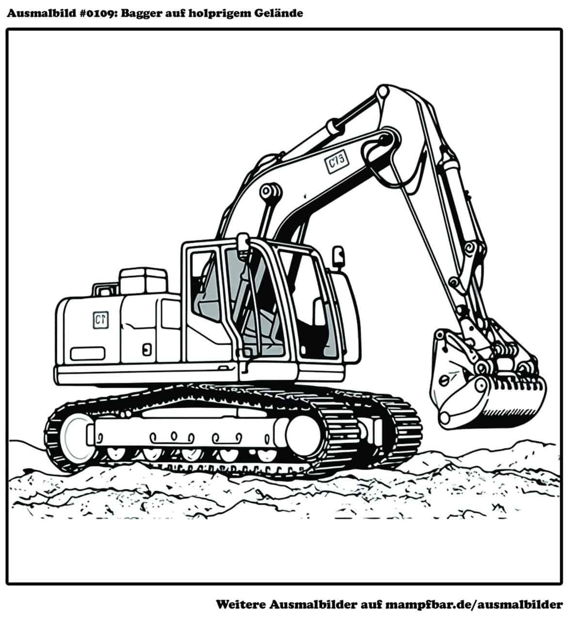 8 schöne Bagger-Ausmalbilder zum Ausdrucken | mampfbar