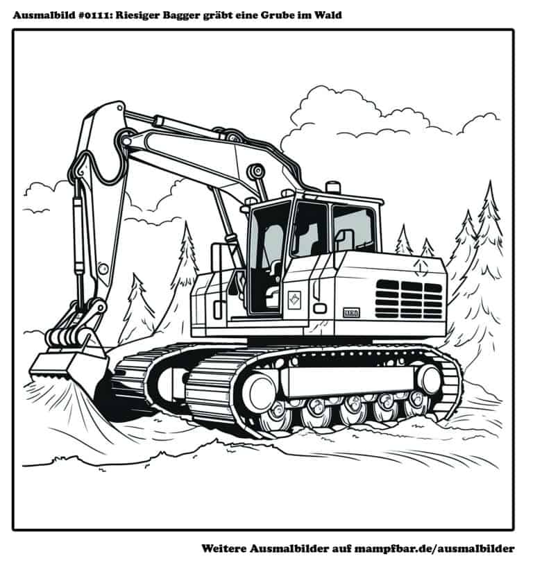 8 schöne Bagger-Ausmalbilder zum Ausdrucken | mampfbar