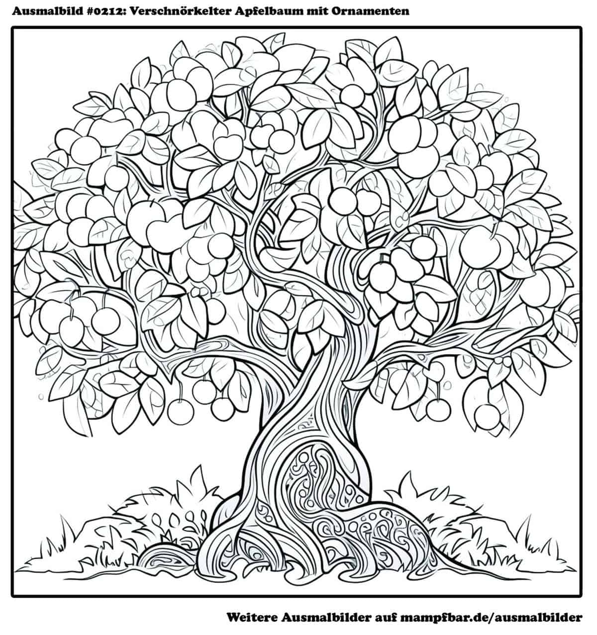 9 schöne Apfelbaum-Ausmalbilder zum Ausdrucken | mampfbar