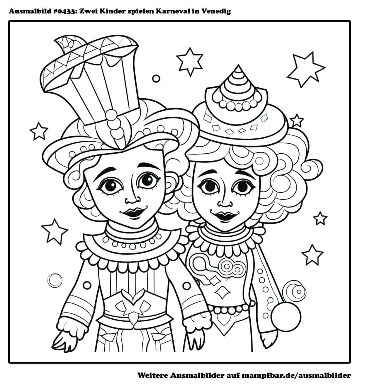 5 schöne Fasching-Ausmalbilder zum Ausdrucken | mampfbar