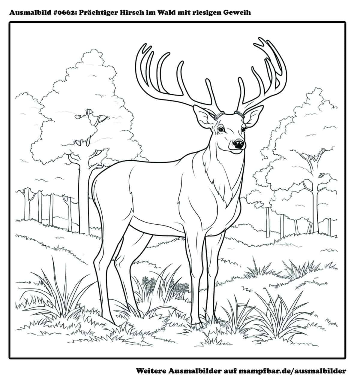 13 schöne Hirsch-Ausmalbilder zum Ausdrucken | mampfbar
