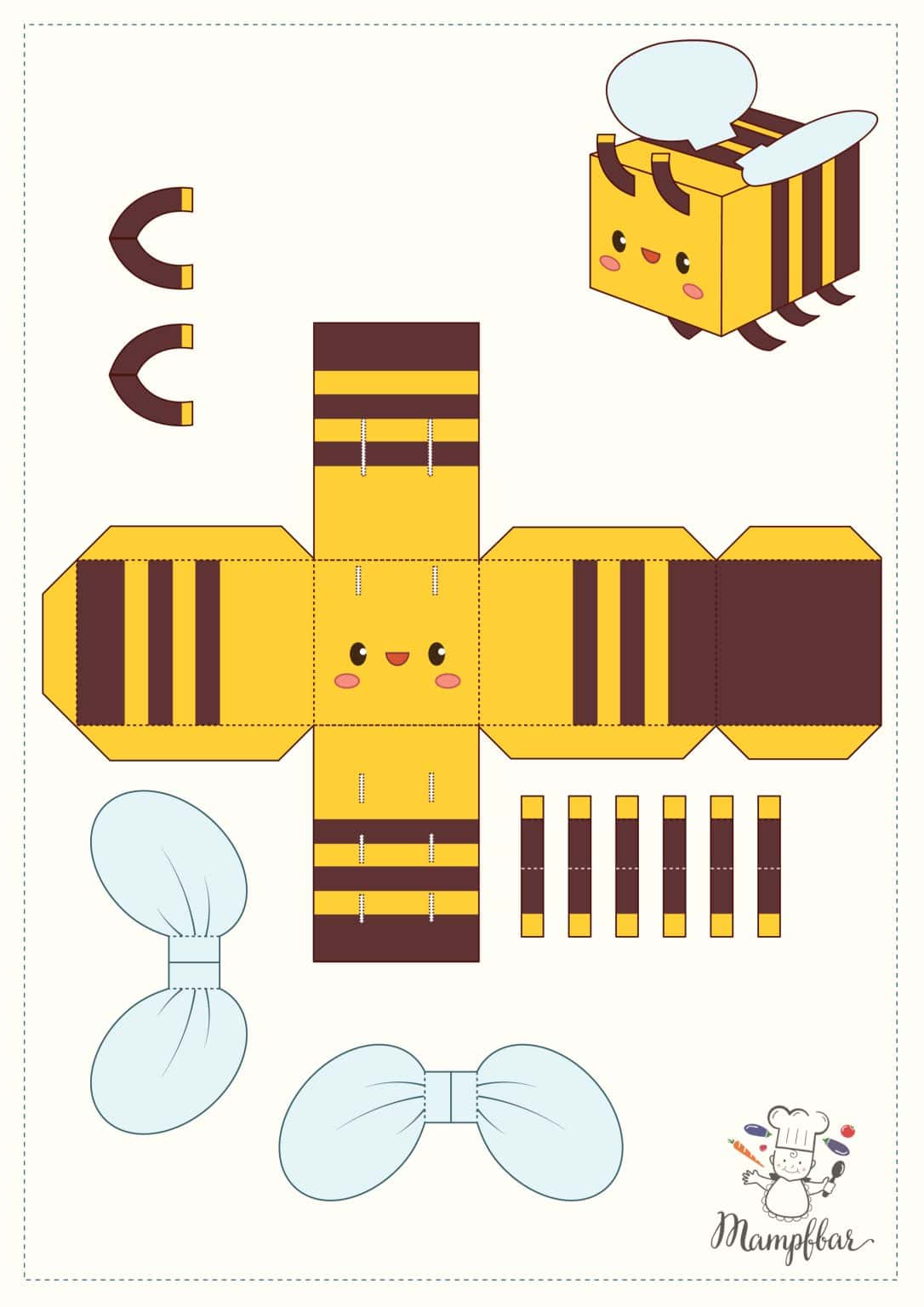3D-Biene basteln (mit Papier-Vorlage zum Ausdrucken) | mampfbar